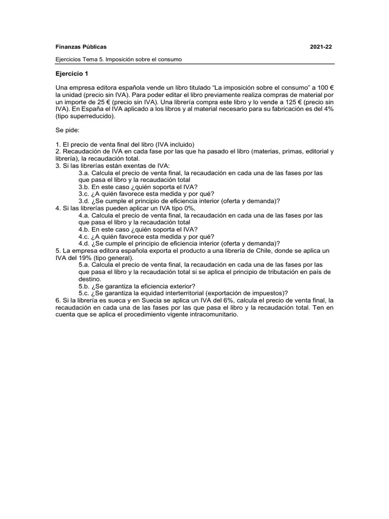 Practica5 Soluciones | PDF | Impuesto al valor agregado | Impuestos