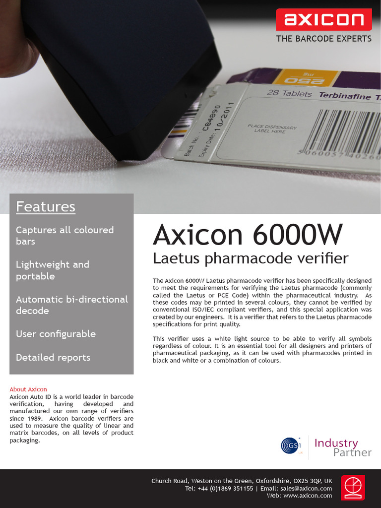 Axicon 6000w Pharmacode Verifier Pdf Barcode Computing