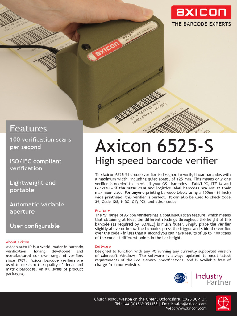 Axicon 6525 S Barcode Verifier | PDF