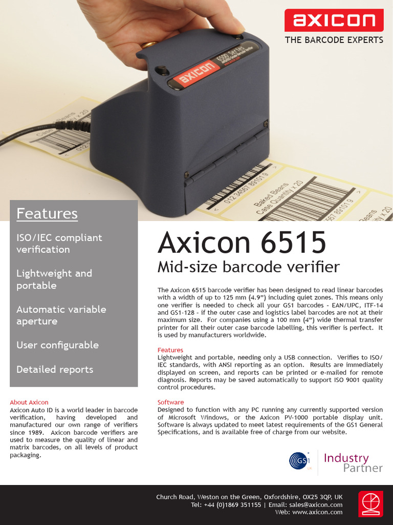 Axicon 6515 Barcode Verifier | PDF | Barcode | Universal Product Code