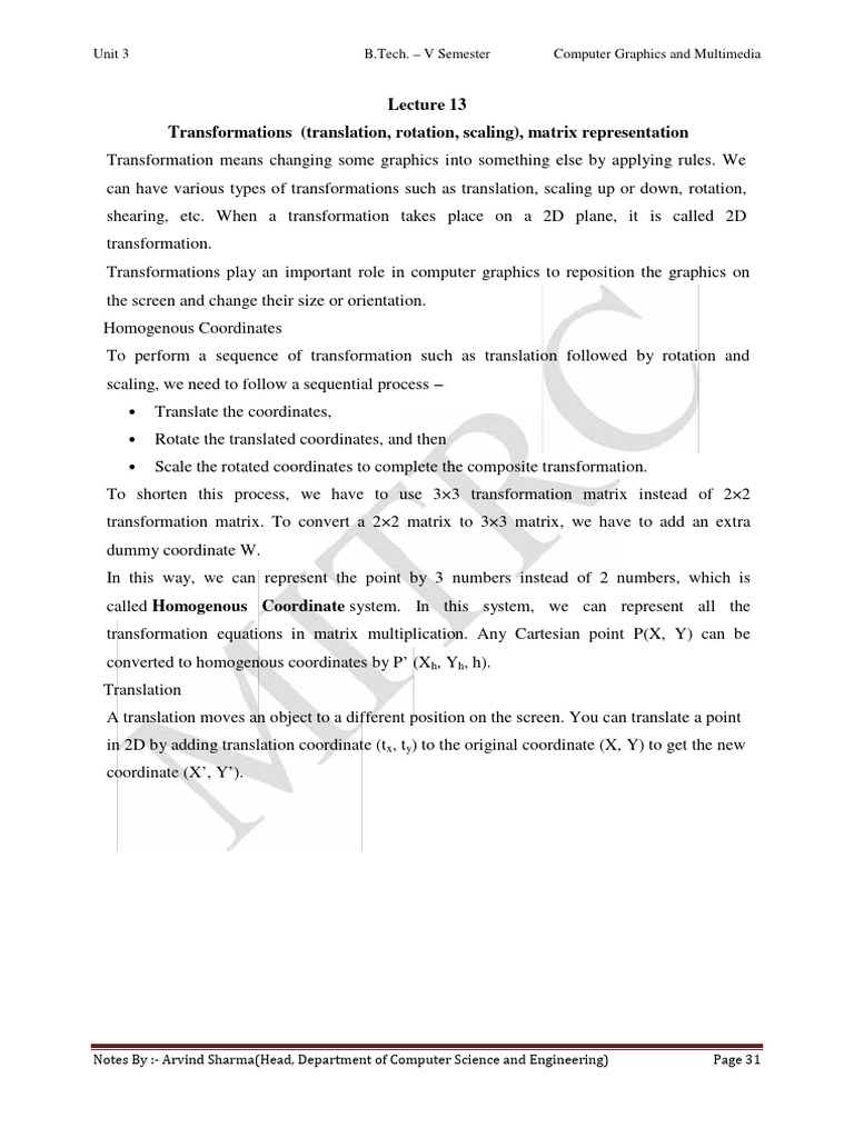5CS4-04 U3 | PDF | 2 D Computer Graphics | Mathematics