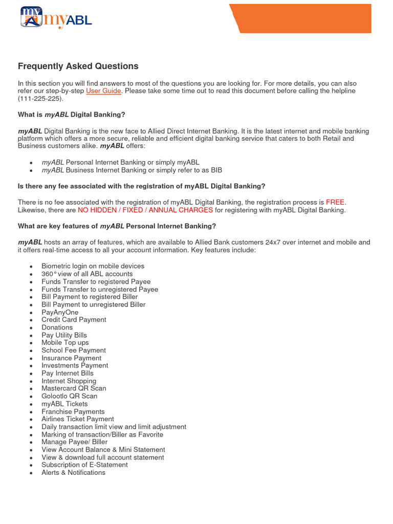 Frequently Asked Questions MyABL Latest | PDF | Qr Code | Master Card
