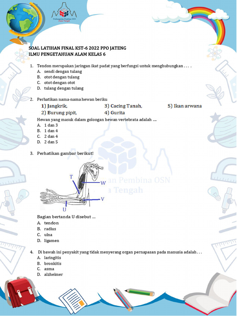 Soal Latihan Final KST 6 Ipa Kelas 6 | PDF | Kesehatan Holistik | Sains ...