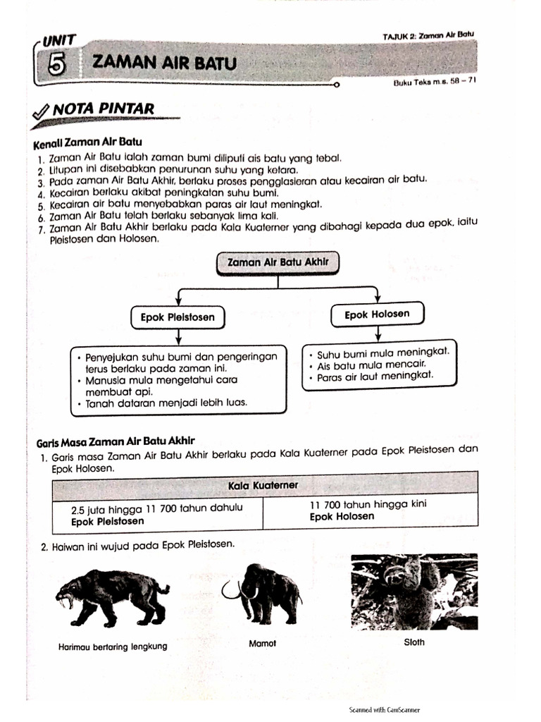 Nota Sejarah Tahun 4 Unit 5 Zaman Air Batu | PDF