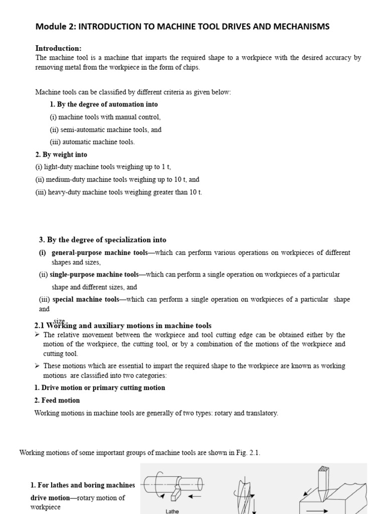Machine Tools Drive and Mechanism Part I | PDF | Gear | Machining