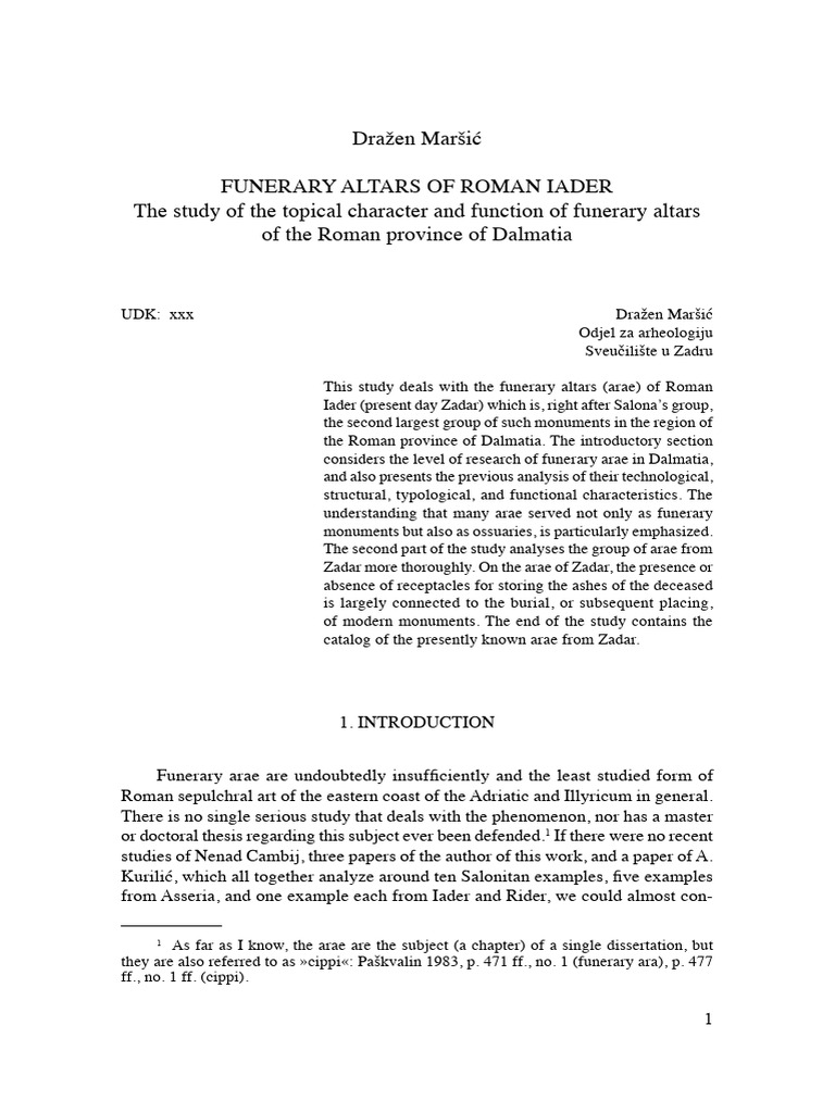 Funerary Altars of Roman Iader | PDF | Funeral | Epigraphy