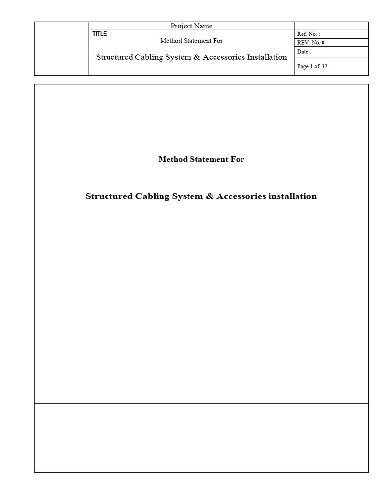 Method Statement For Structured Cabling System & Accessories ...