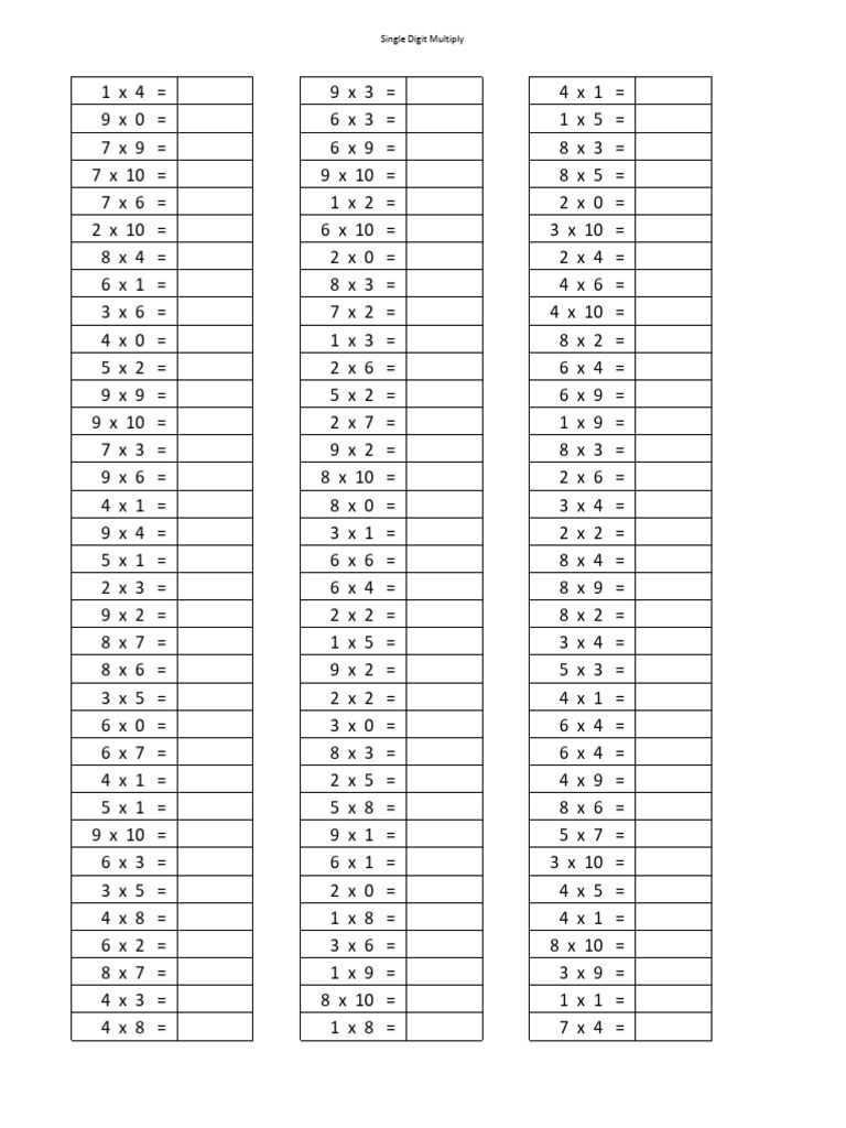 Singledigit Multiply | PDF