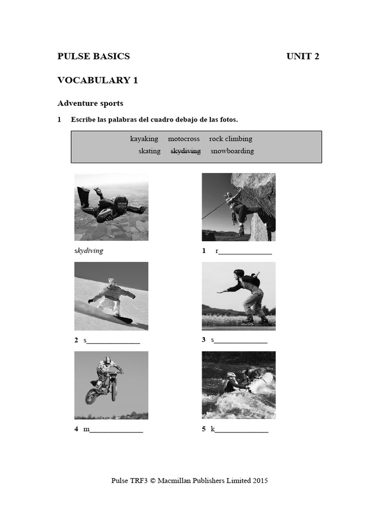 Pulse trf3 U2 Basics Vocabulary 1 Cast | PDF