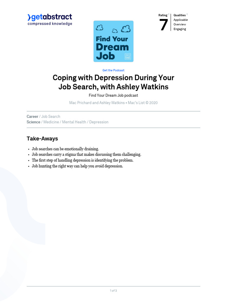 Summary get abstract coping-with-depression-during-your-job-search-with ...