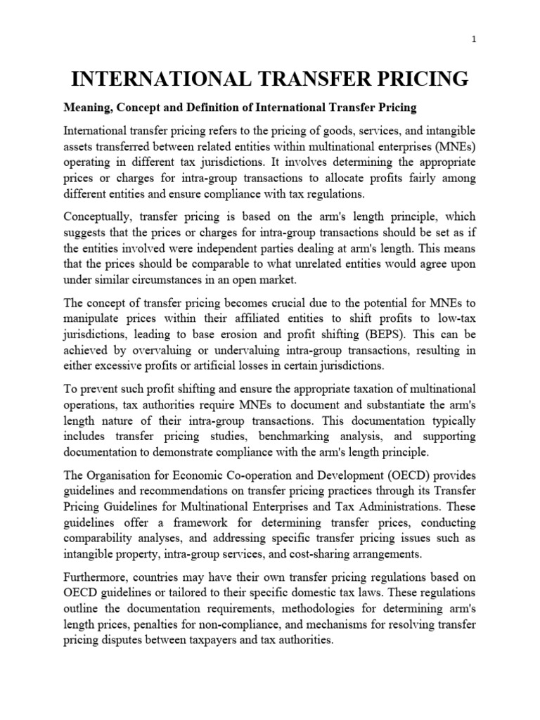 INTERNATIONAL TRANSFER PRICING | PDF | Taxes | Financial Economics