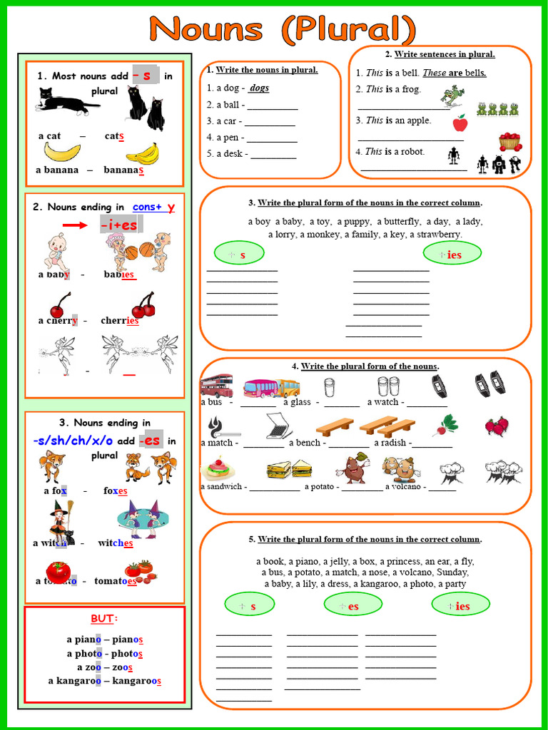 Nouns Plurals Worksheet Lesson | PDF
