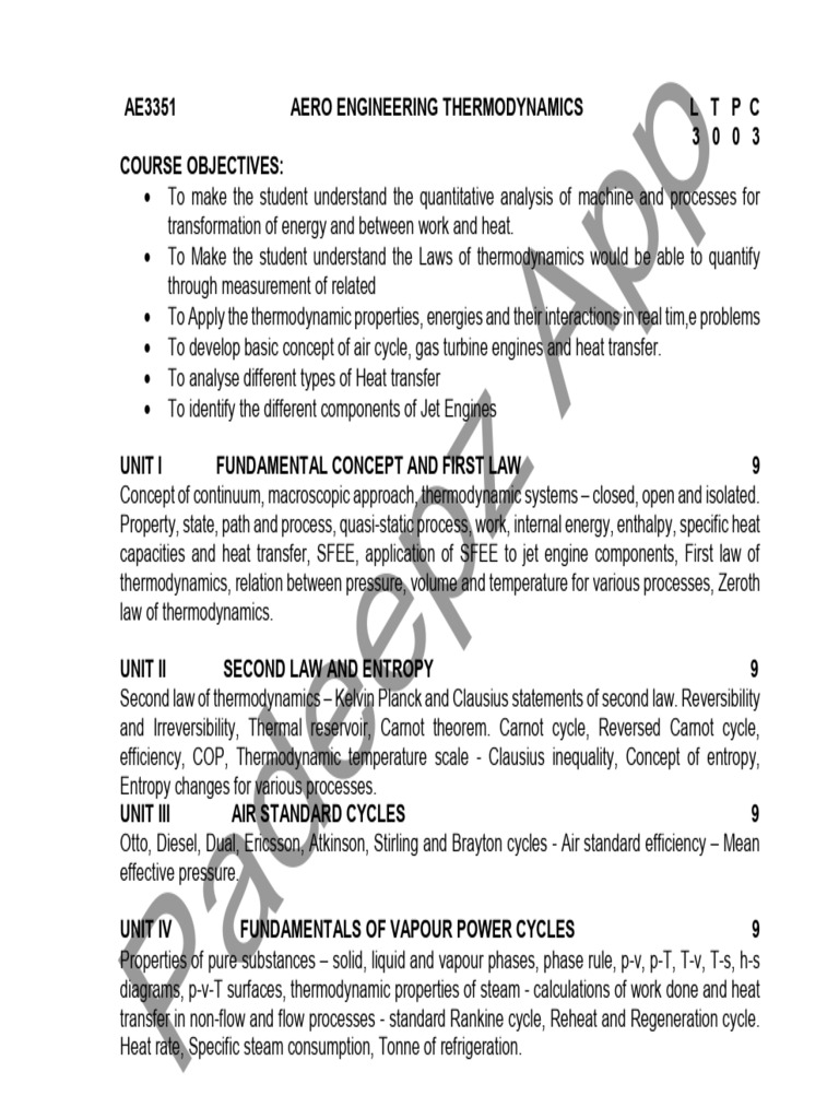 Padeepz App - AE3351 Syllabus | PDF | Second Law Of Thermodynamics | Entropy