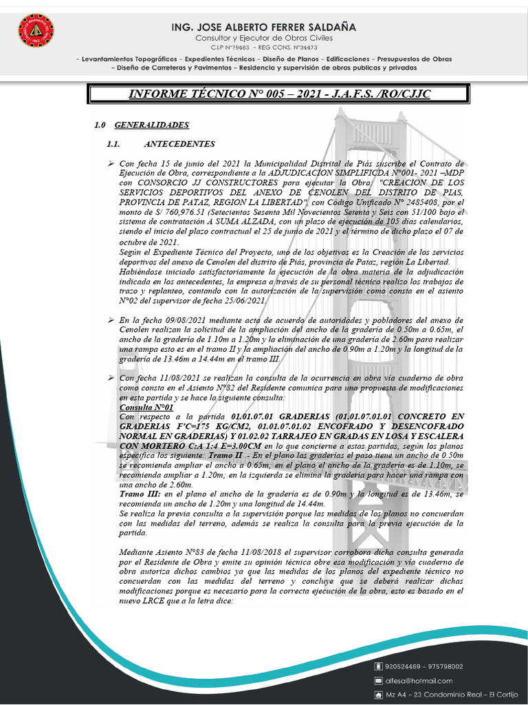 3 - Informe Técnico #005 - 2021 - J.A.F.S. - Ro - CJJC - Ok | PDF | Documentos legales | Justicia