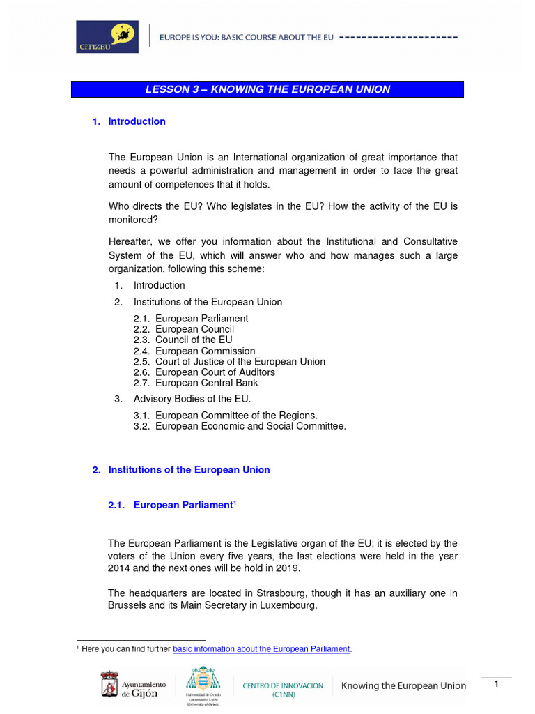 Knowing The European Union | PDF | European Union | European Commission