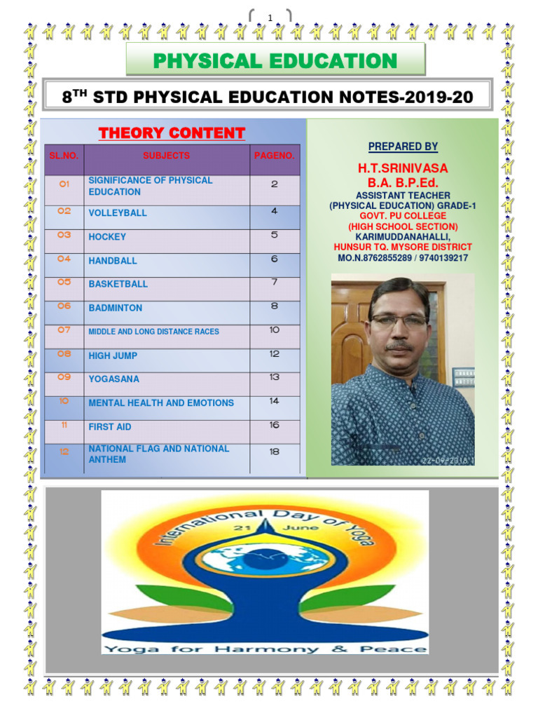 8th Standard Physical Education Notes | PDF | Volleyball | Sports