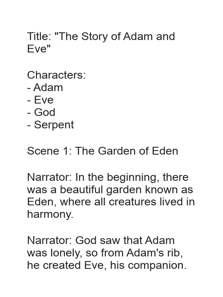 Adam and Eve Script | PDF
