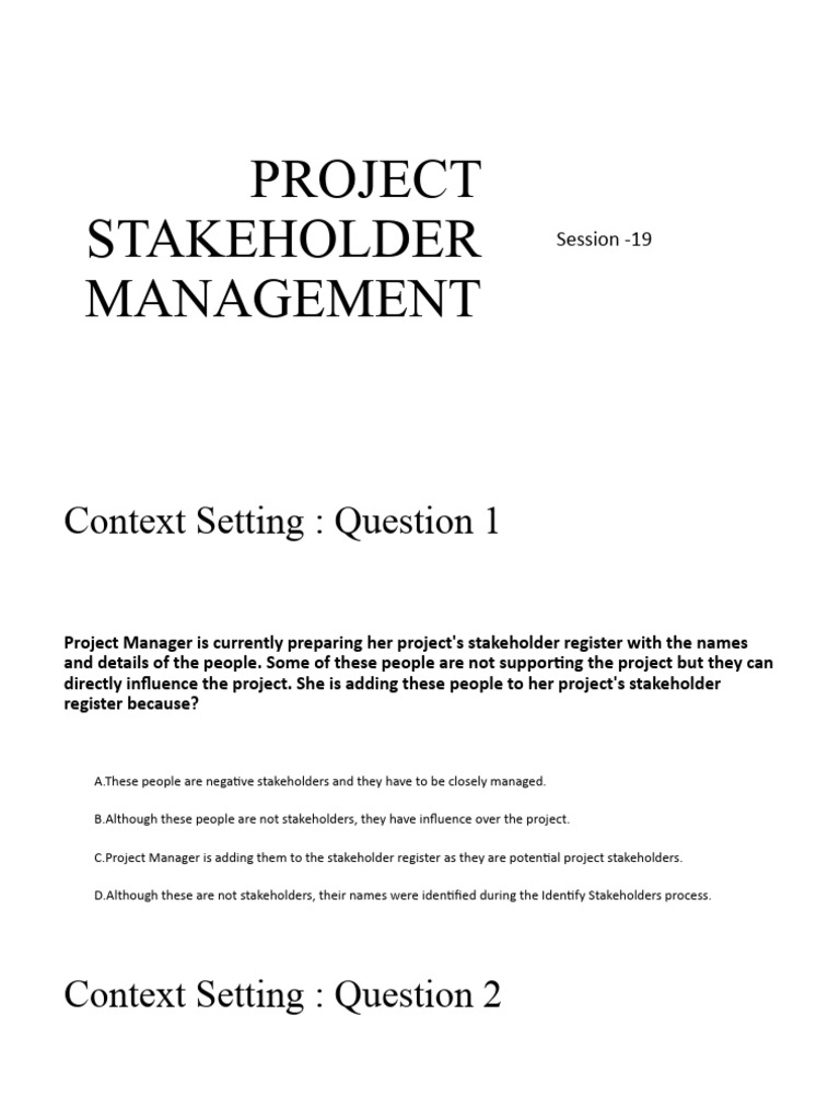 Stakeholder Management in Projects | PDF | Life Cycle Assessment ...