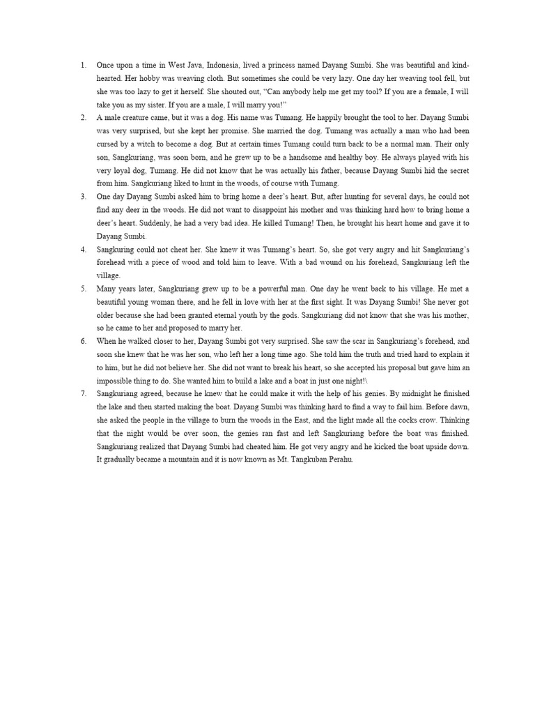 Materi Chapter VII Sangkuriang Story | PDF | Poetry