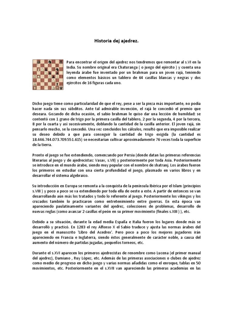 Breve historia del ajedrez para niños | PDF | Campeonato mundial de ...
