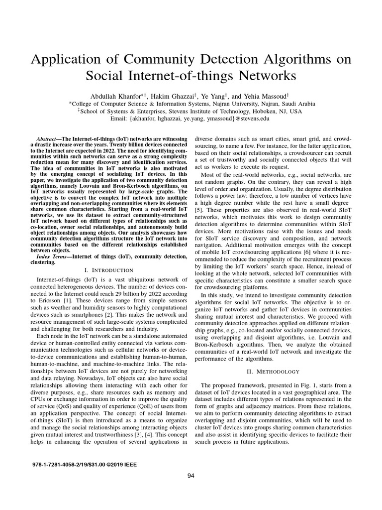 Community Detection in IoT Networks | PDF | Internet Of Things | Graph ...