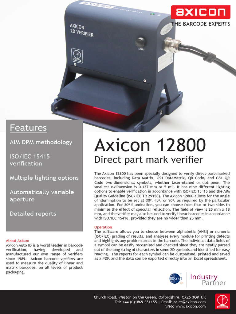 Axicon 12800 Barcode Verifier | PDF | Barcode | Computing