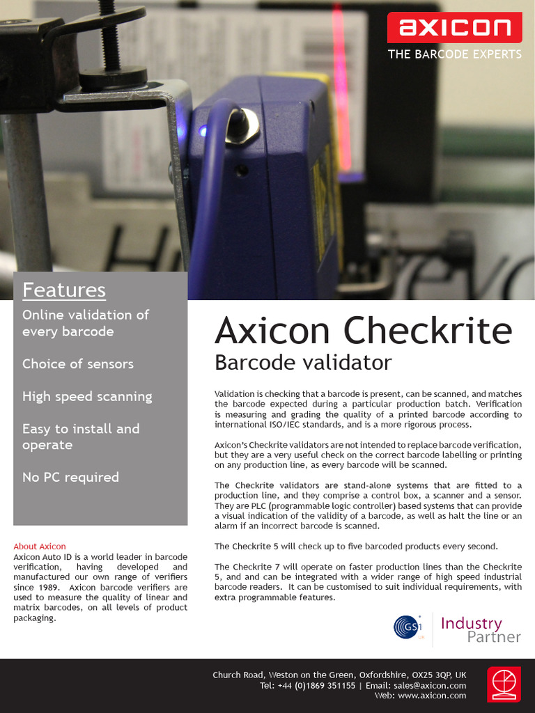 Axicon Checkrite Barcode Validator | PDF | Barcode | Image Scanner