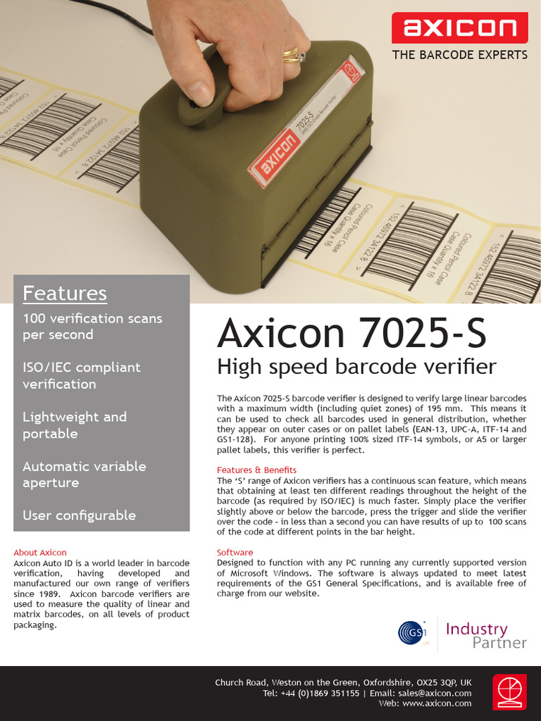 axicon-7025-s-barcode-verifier | PDF | Barcode | Universal Product Code