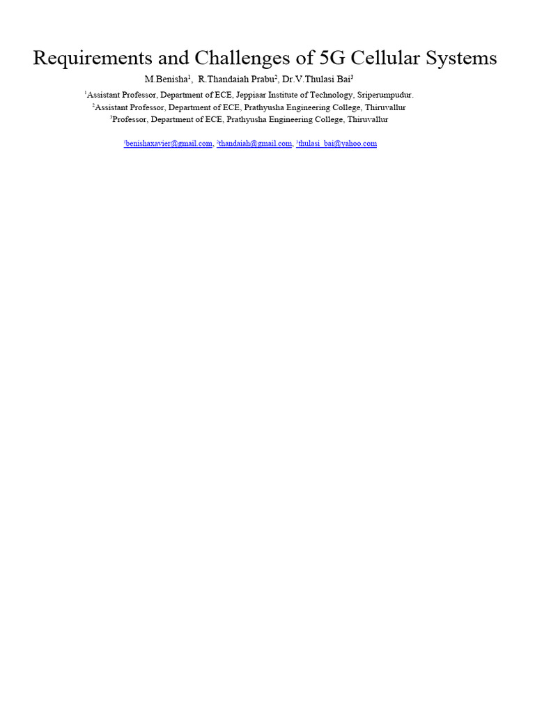 5G Req and Chall Paper | PDF | Cellular Network | 4 G