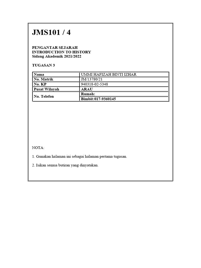 JMS 101 Ummi Hafizah | PDF