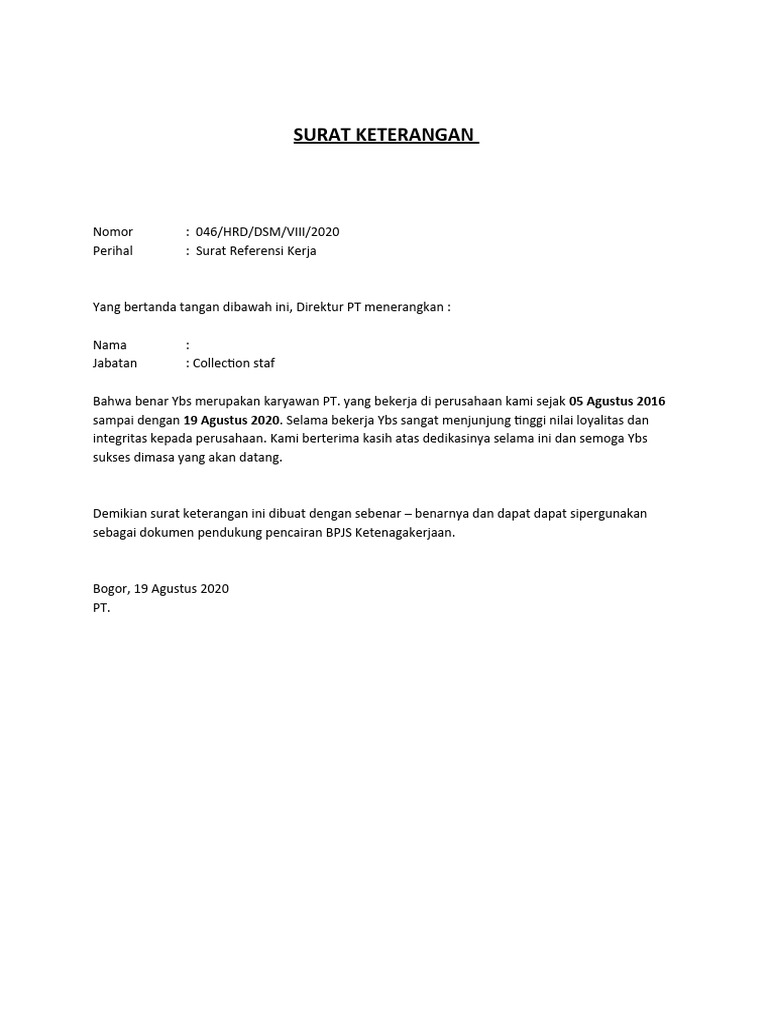 Contoh Paklaring | PDF | Karier & Perkembangan