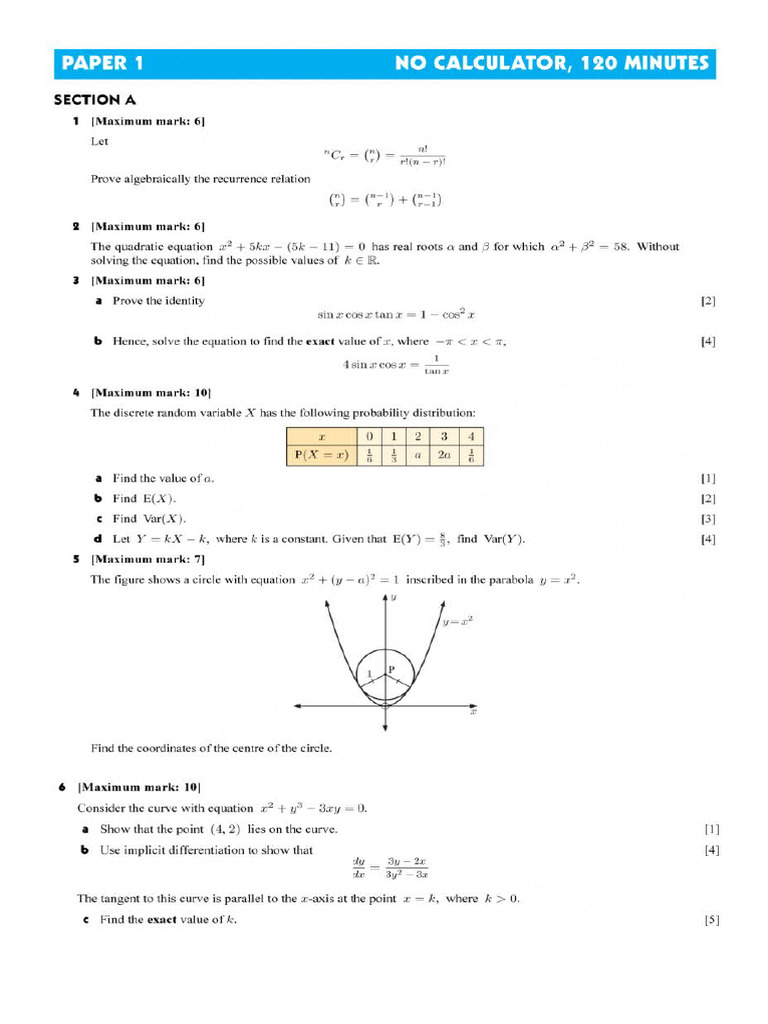 IB Exam Trial Paper 1 Set 1 | PDF