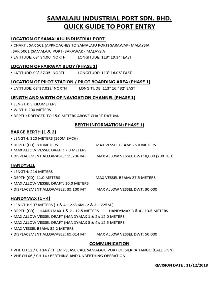 Samalaju Guide To Port Entry - Update Dec 2018 | PDF