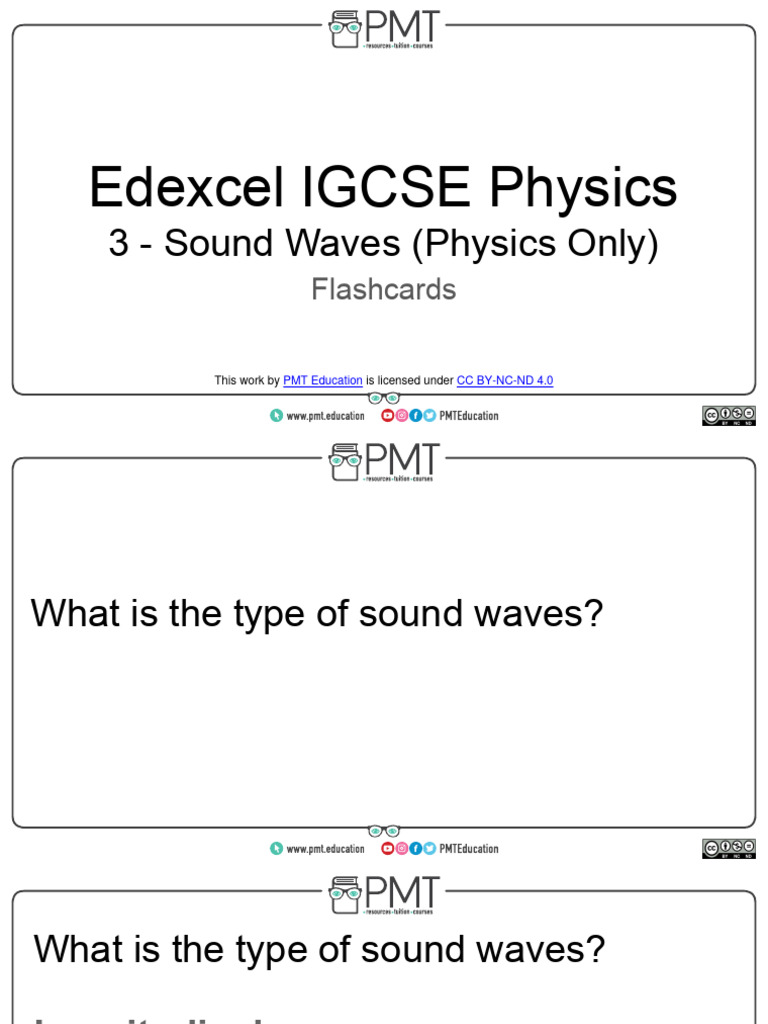 Flashcards Topic 3 Sound Waves Physics Only Edexcel Physics Igcse Pdf