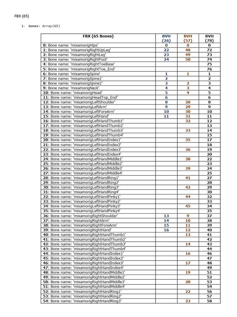 FBX-BVH Bone | PDF