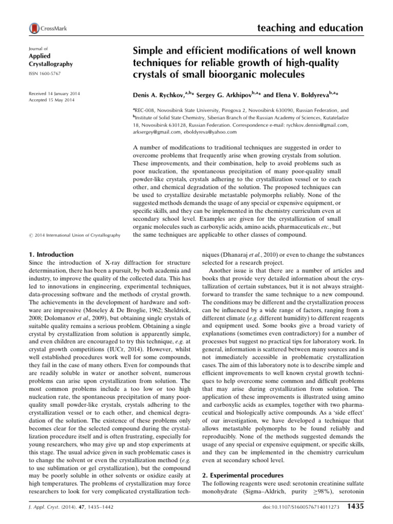 Enhancing Crystal Growth Techniques | PDF | Crystallization | X Ray Crystallography