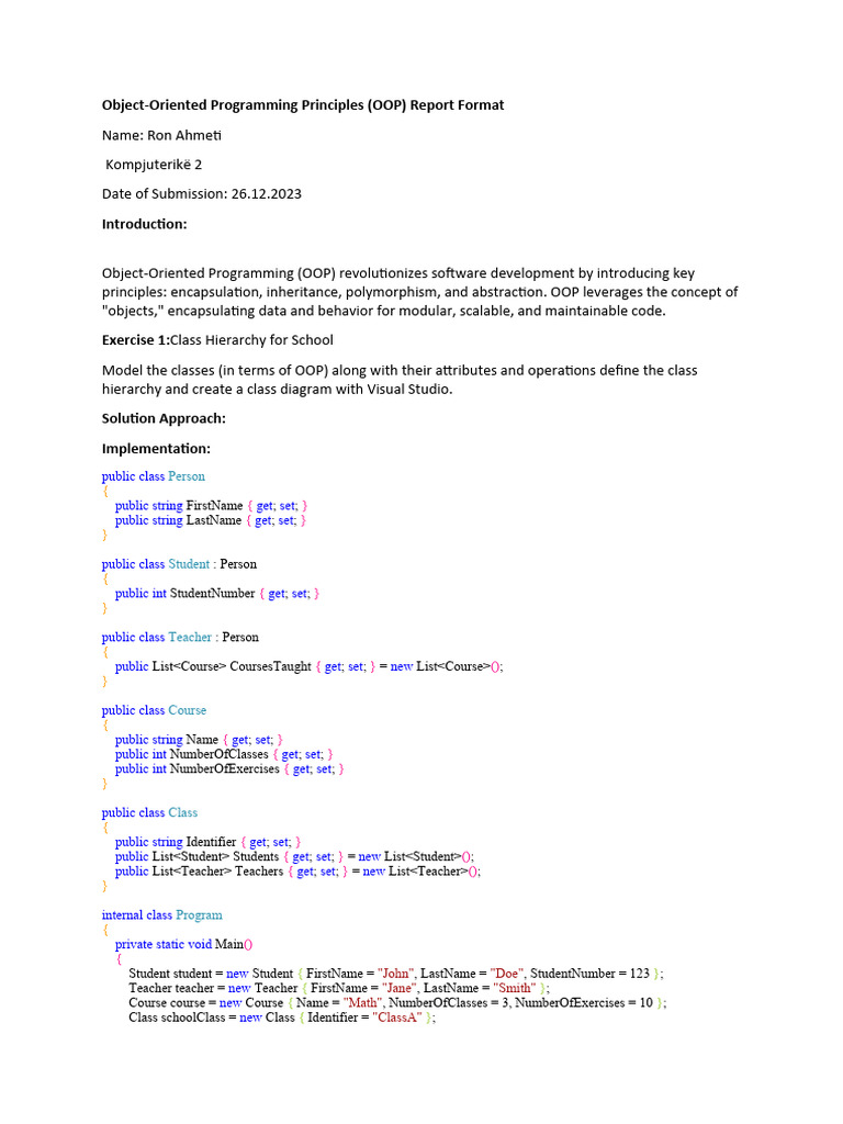 OOP Report | PDF | Technology & Engineering