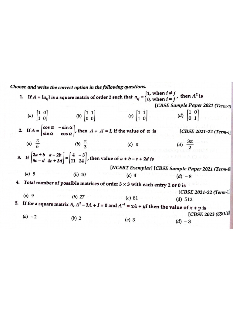 Matrices and Det. | PDF