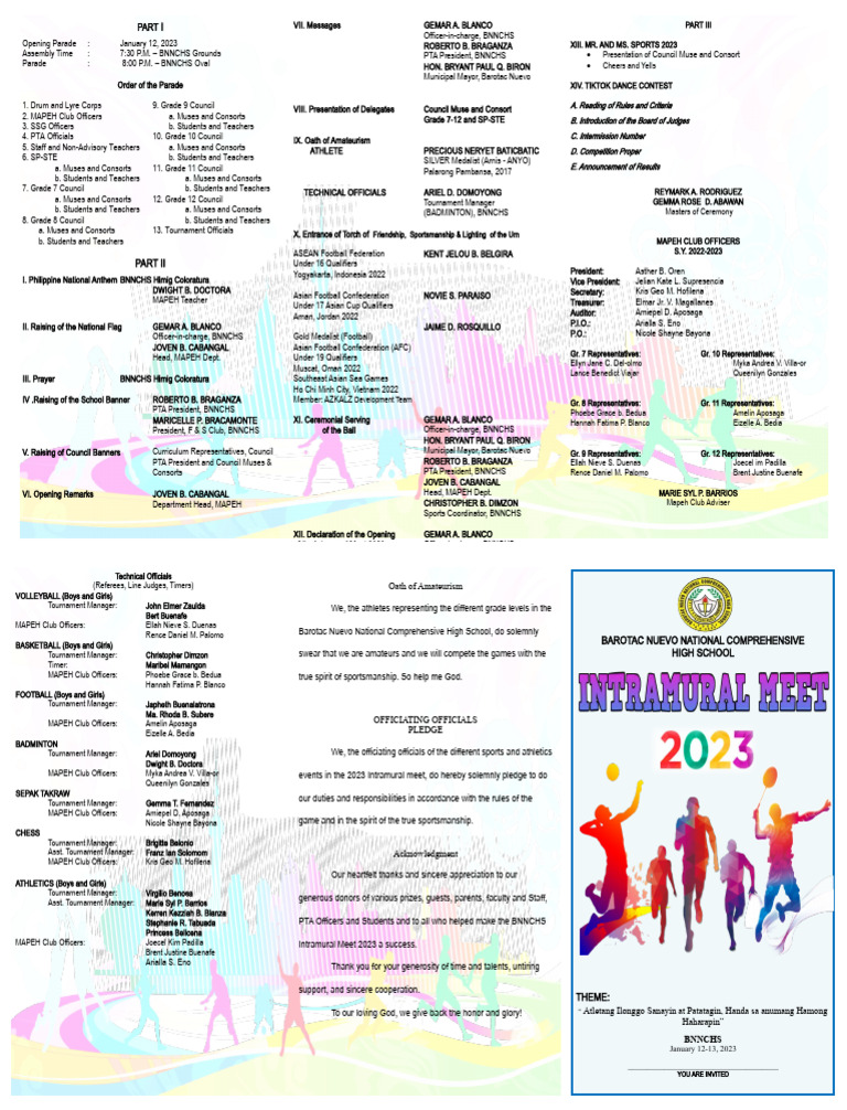 Intrams 2023 Programme | PDF | Sports