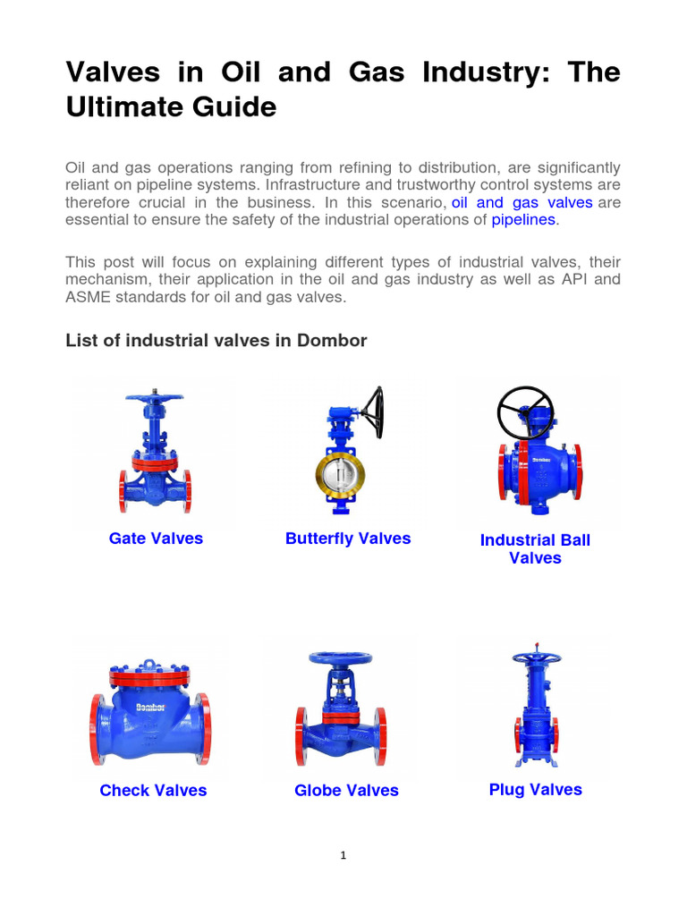 Valves in The Oil and Gas Industry | PDF | Valve | Oil Refinery