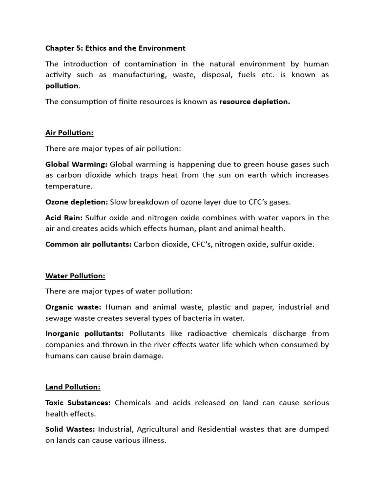 Business Ethics Chapter 5 | PDF | Pollution | Air Pollution