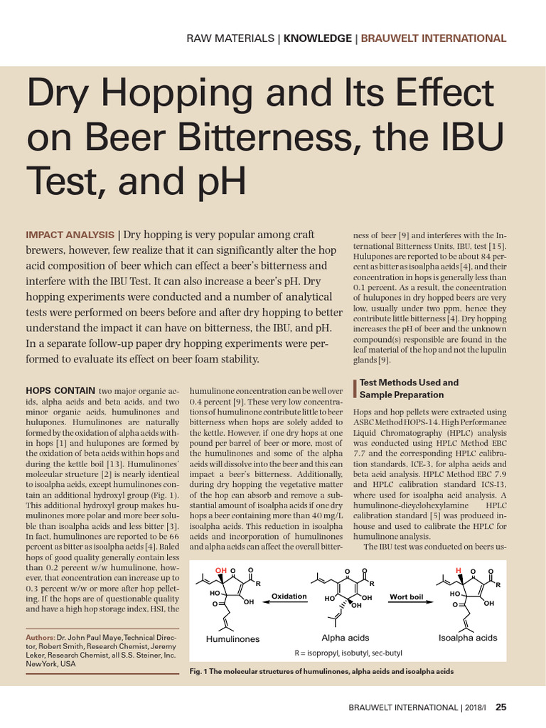 Dry Hopping and Its Effects On Bitterness Ibu PH Brauwelt 2018 1 25 ...