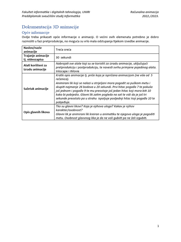 Dokumentacija 3D Animacije | PDF