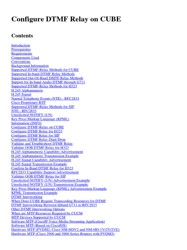 DTMF Relay and Interworking On CUBE | PDF | Session Initiation Protocol | Voice Over Ip