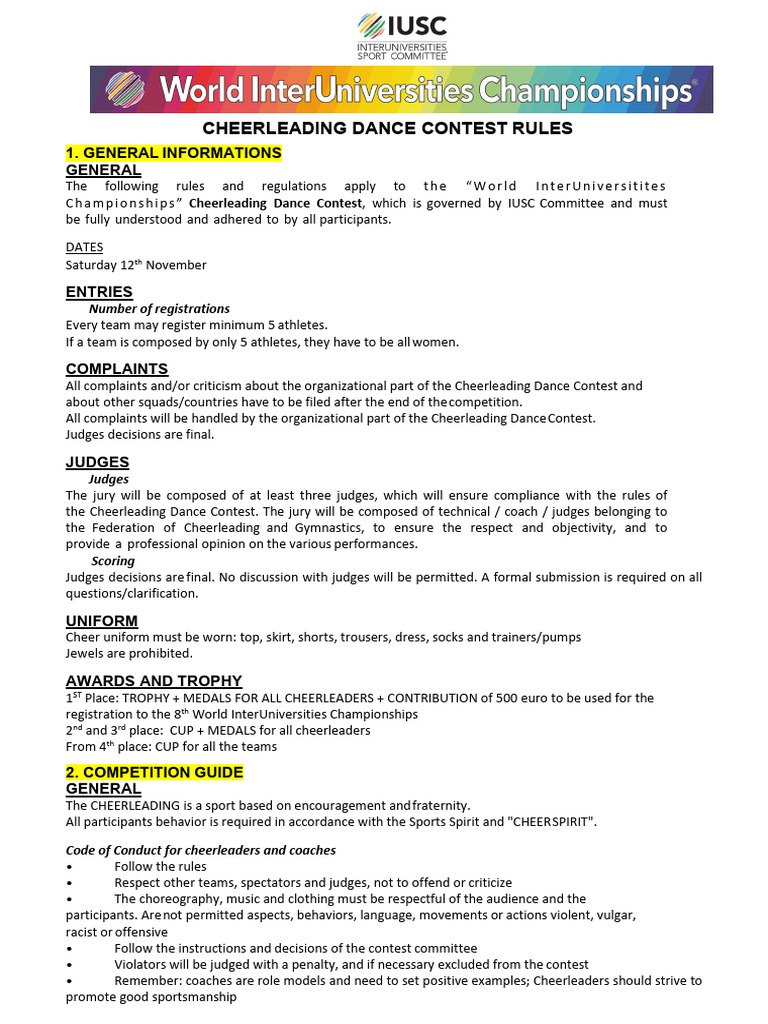 CHEERLEADING General-Rules | PDF | Cheerleading | Dances