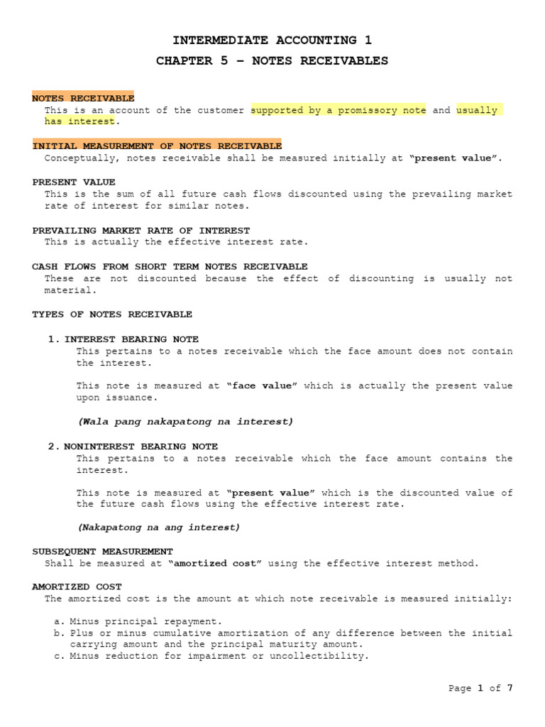 Chapter 5 - Notes Receivables - 082437 | PDF | Business | Finance ...