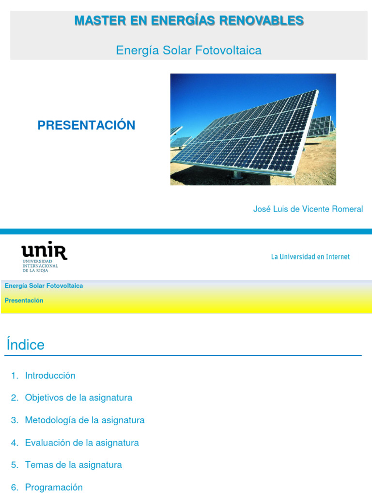 FV+PRESENTACIÓN | PDF | Fotovoltaica | Energía solar
