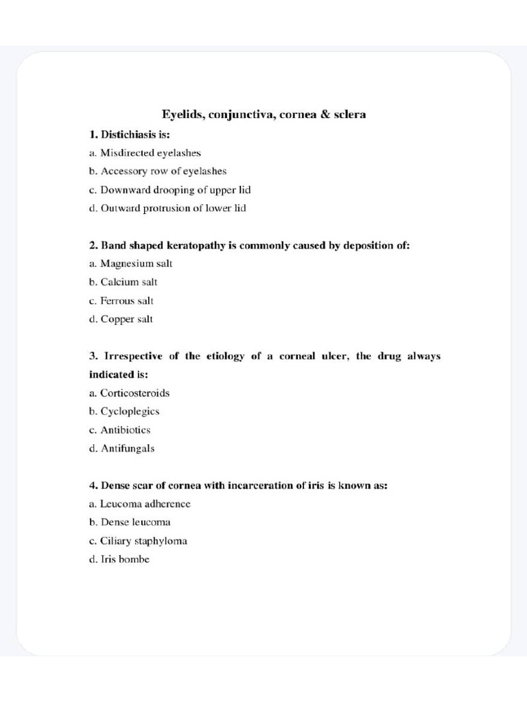 Ophthalmology Quiz | PDF
