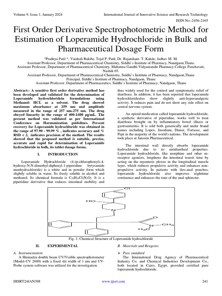 First Order Derivative Spectrophotometric Method For Estimation Of