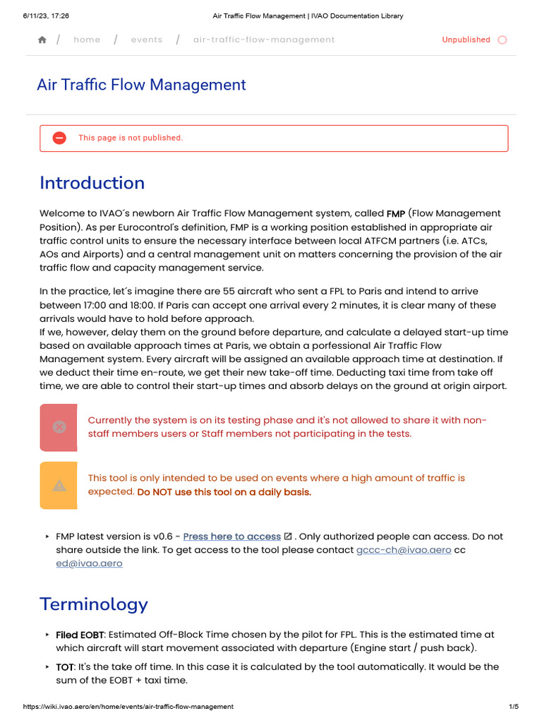 Air Traffic Flow Management IVAO Documentation Library | PDF | Air Traffic Control | Airport